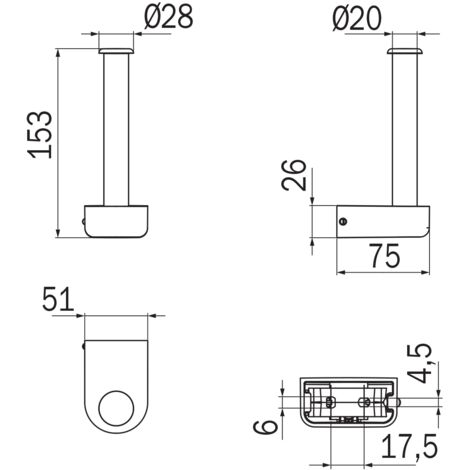 Inda - Porte-rouleau vertical en chrome poli