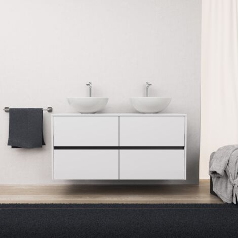 Inda - Badezimmerschrank 4 Schubladen L.120 mit Doppelwaschbecken ...