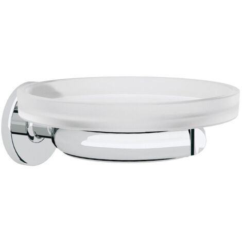 Lineabeta - Jabonera de pared Sbecà de latón cromado y cristal esmerilado