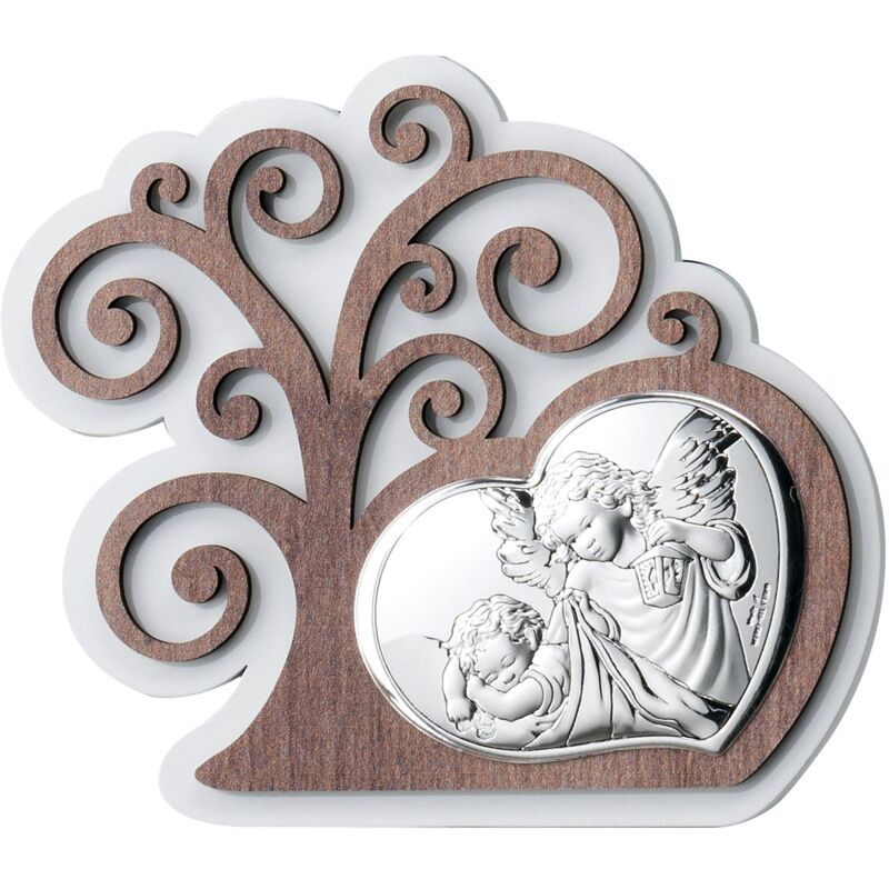 Imagen moderna del ángel guardián plateado sobre la cuna del Árbol de ...