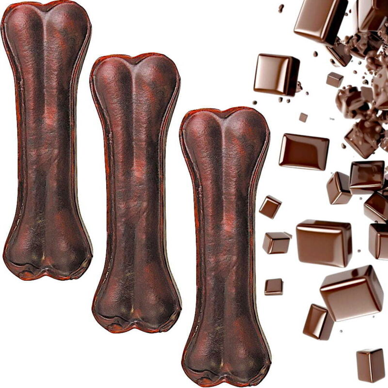 Delicias de hueso prensado de chocolate, masticable para perro Woof ...