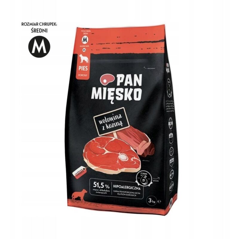 Pienso seco para perros adultos PAN MĘSKO Carne de res con cabra tamaño ...