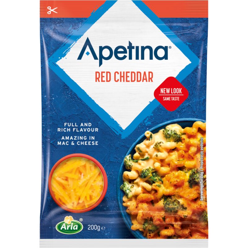 Arla Apetina Red Cheddar - queso cheddar rallado, 200 g