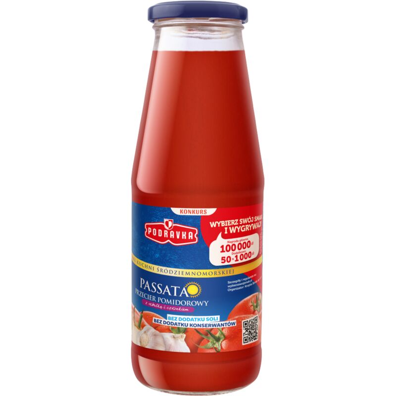 Podravka Passata - Puré de tomate con cebolla y ajo - 680 g