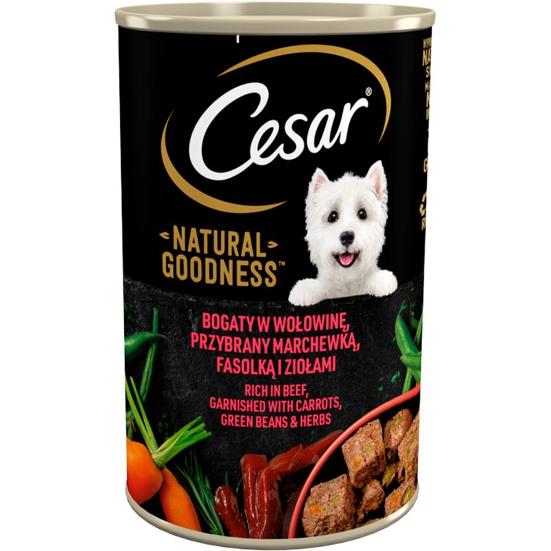Alimento húmedo para perros Cesar Natural Goodness rico en carne de res ...
