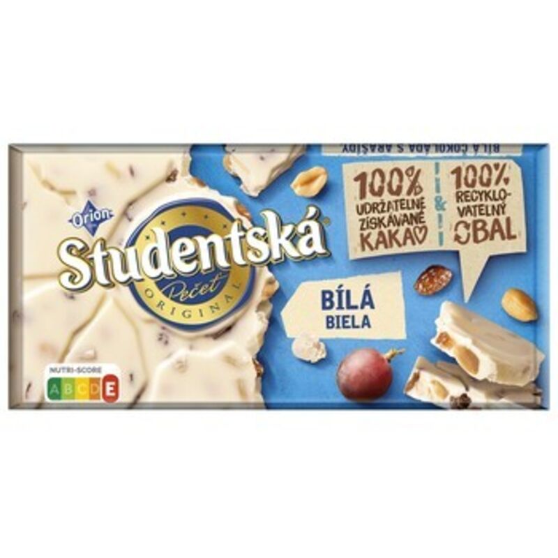 Orion Studentska Blanco 170g - Chocolate con Nueces y Pasas