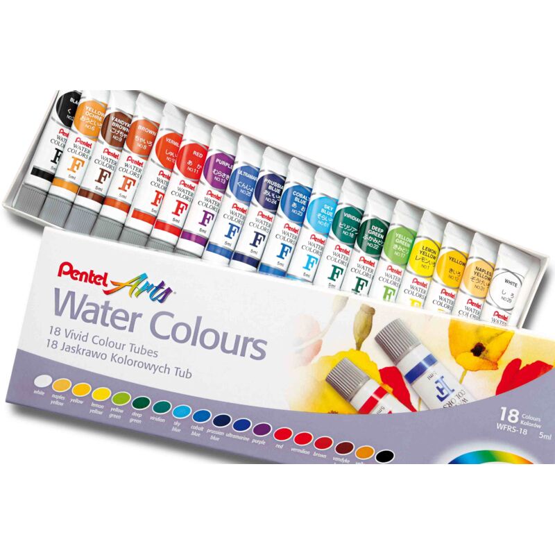 Acuarelas PENTEL de 18 colores - Pintura profesional
