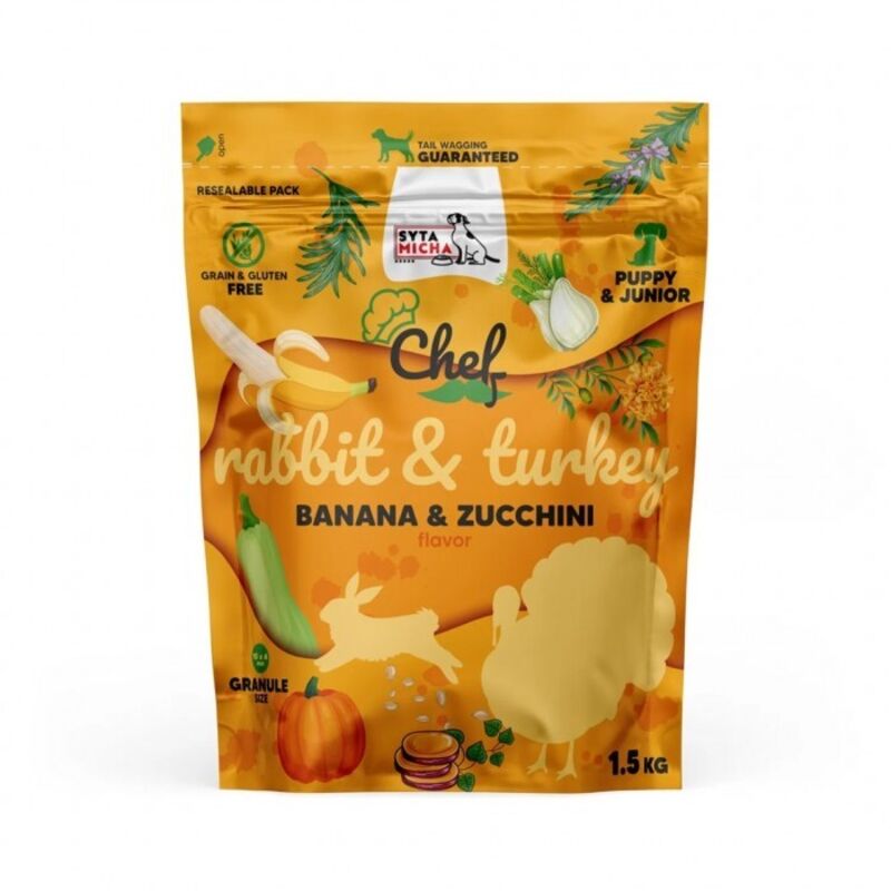 SYTA MICHA CHEF Junior - Pienso seco para perros con conejo y pavo, 1,5 kg