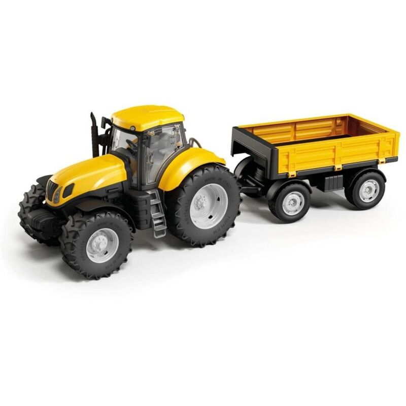 Tractor amarillo con remolque