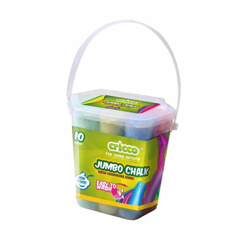 CRICCO Jumbo Chalk - Cubo de 10 tizas de colores, perfectas para niños