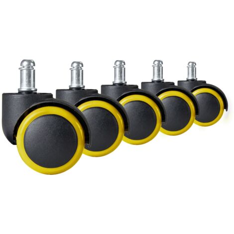 Ruedas de goma para sillones, negro y amarillo, 5 piezas