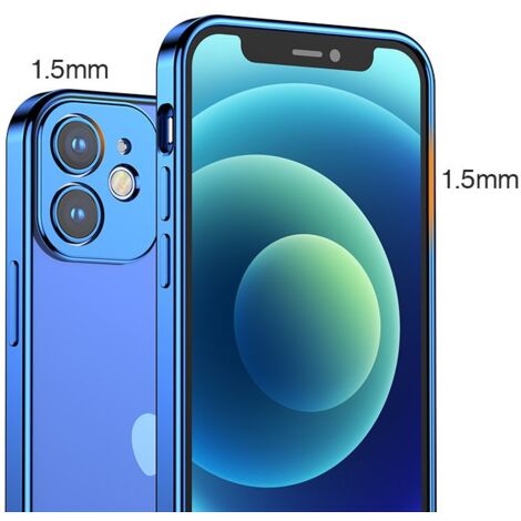 Funda Ultrafina Transparente con Marco Metálico para iPhone 12 Pro Azul ...