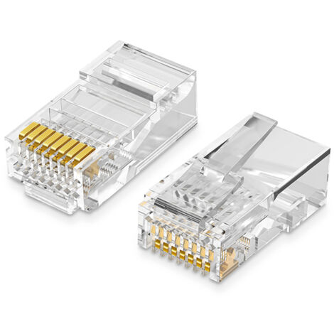 Conector par trenzado UTP RJ45 8P8C Cat. 5 5e transparente 100uds.