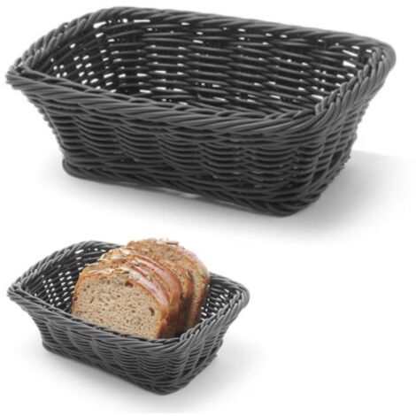 Cesta de pan rectangular de polipropileno negra 190x130x60 mm - Hendi 426791