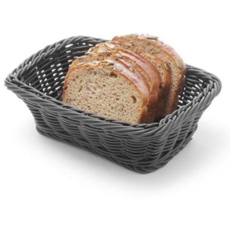 Cesta de pan rectangular de polipropileno negra 190x130x60 mm - Hendi 426791