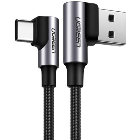 Cable USB en ángulo - USB-C QC 3.0 3A 1 m gris