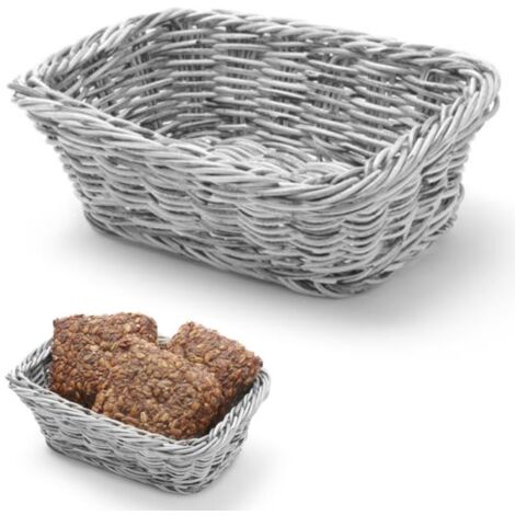 Cesta de pan rectangular de polipropileno, gris, 190x130x60 mm - Hendi 426784