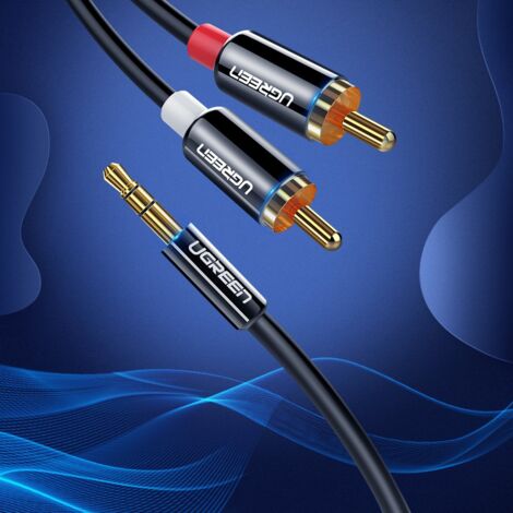 Cable de audio mini jack 3,5 mm - 2 RCA 3 m negro