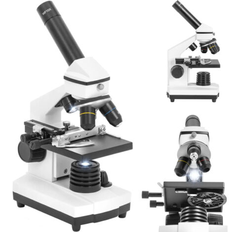 Microscopio óptico escolar LED con pinza ajustable, aumento 40-400x