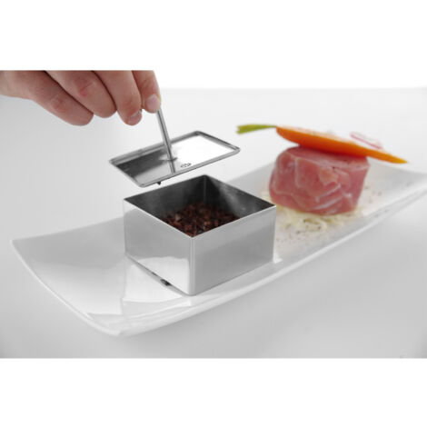 Molde cuadrado para hornear pasteles y platos 80x80x(H)45mm Hendi 512173