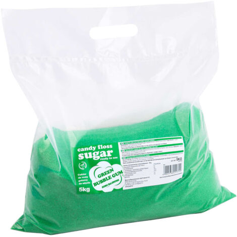 Azúcar de algodón de azúcar de colores, verde, sabor chicle, 5 kg