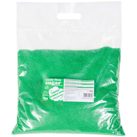 Azúcar de algodón de azúcar de colores, verde, sabor chicle, 5 kg