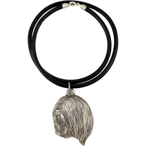 Lhasa Apso: un collar con un perro en una caja de regalo, un medallón ...