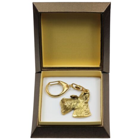 Scottish Terrier, Aberdeen Terrier I - llavero bañado en oro con un ...