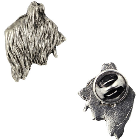 Broche de perro de raza pastor francés, Berger de Brie, plateado ...