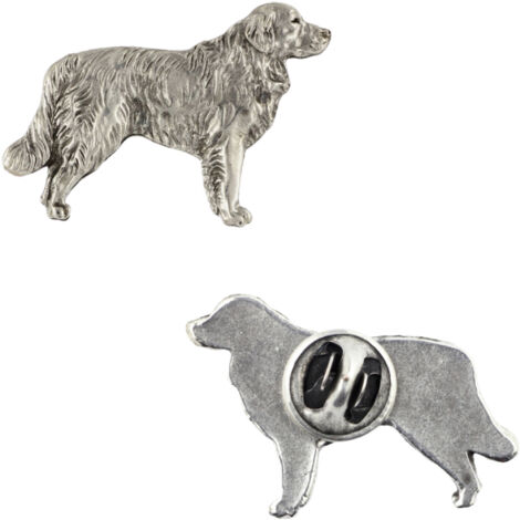 Golden Retriever: broche de perro plateado, elegante alfiler, adorno de ...
