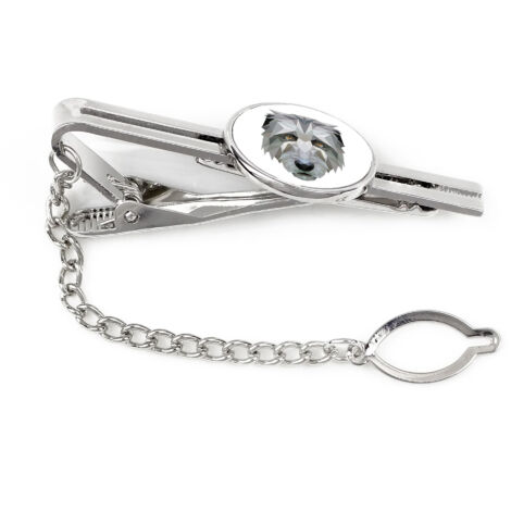 Pinza de corbata geométrica con foto e inscripción de Irish Wolfhound