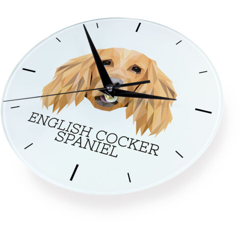 Cocker Spaniel inglés: reloj de pared geométrico con foto e inscripción ...