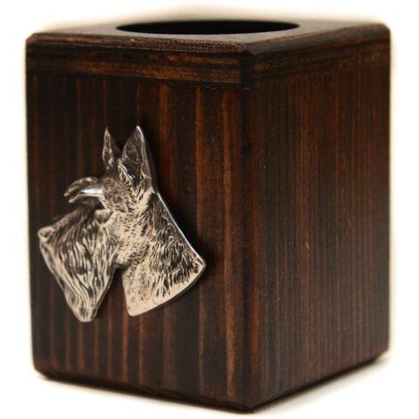 Scottish Terrier, Aberdeen Terrier I - candelabro de madera con un ...