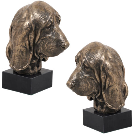 Basset Hound - estatuilla de perro, busto sobre base de piedra ...