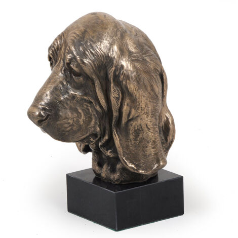 Basset Hound - estatuilla de perro, busto sobre base de piedra ...