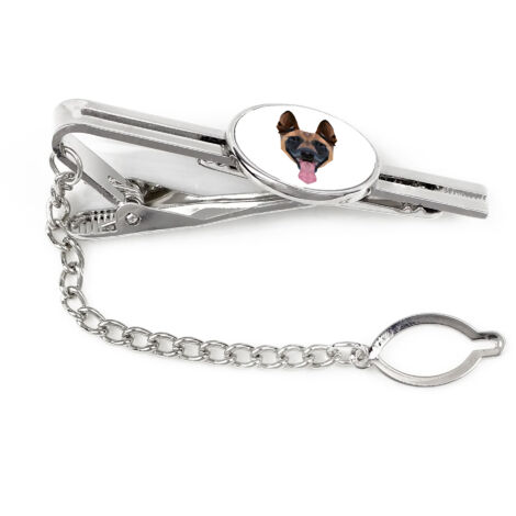 Alfiler de corbata geométrico con foto e inscripción de pastor belga ...