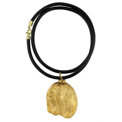 Lhasa Apso - llavero y collar con perro en caja, producto bañado en oro ...