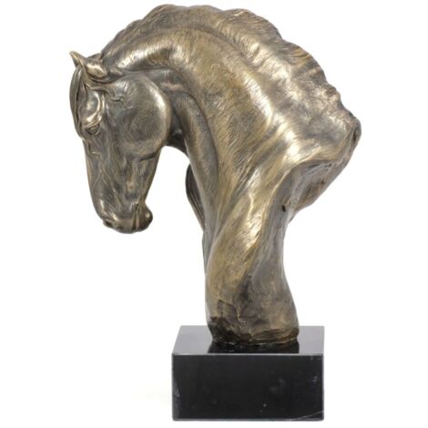 Caballo frisón II: elegante estatuilla, busto de caballo sobre base de ...