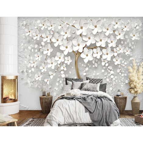 Fotomural, Árbol abstracto flores naturaleza 3D - 350x245
