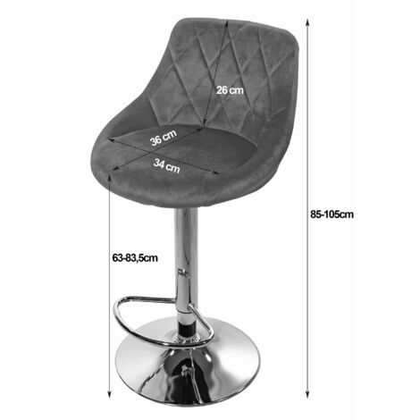 Taburete KAST - terciopelo negro / base cromada