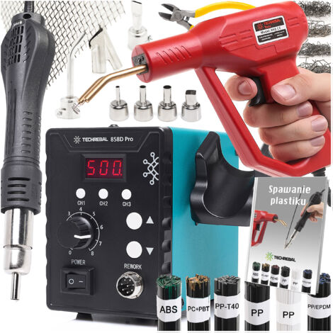 Estación de Soldadura de Aire Caliente TECHREBAL 858D Pro + Set de 6 Carpetas + Boquillas ...