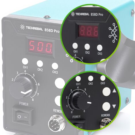 Estación de Soldadura de Aire Caliente TECHREBAL 858D Pro + Aglutinante PP Negro 100g + Boquilla ...