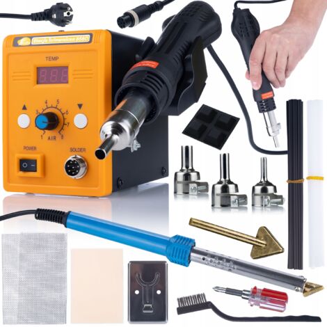 Set de estación de soldadura de aire caliente Rosfix 858D + soldador tipo hierro Rosfix Blue ...