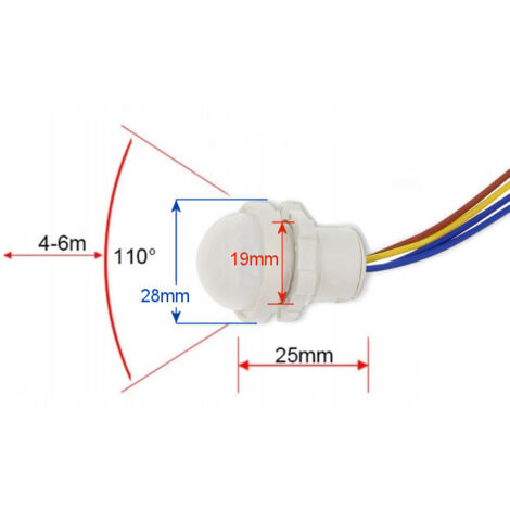 Sensor de movimiento PIR 230V 20mm 90s