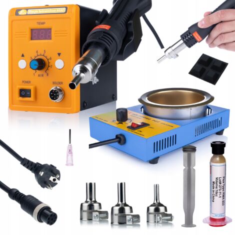 ESTACIÓN DE SOLDADURA PROFESIONAL DE AIRE CALIENTE ROSFIX 858D + CRISOL + FUNDENTE RMA-223