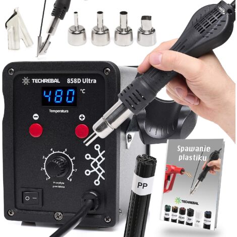 SOLDADORA DE PLÁSTICO Techrebal 858D ULTRA 750W Aglomerante PP BOQUILLA PERO libre