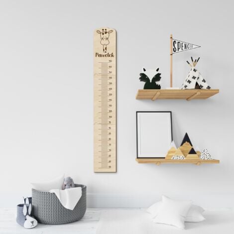 Regla de altura de madera para niños. Regla para medir altura con NOMBRE