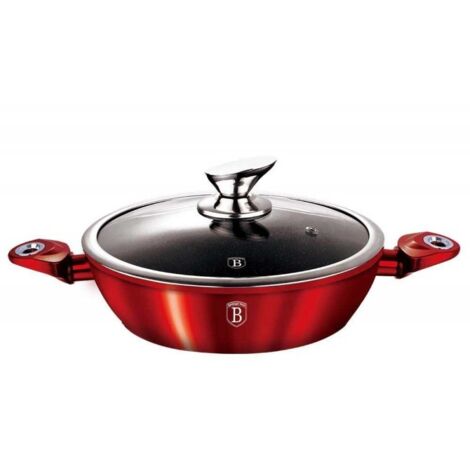 Maceta de granito Berlinger Haus, 28 cm, línea roja metalizada, BH-1263