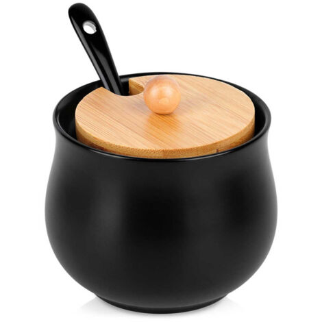 AZUCARERO DE CERÁMICA CON CUCHARA NEGRO 139683