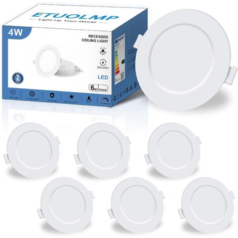 Foco LED plano Set 4W 380 lm 4000K IP44 Blanco 6 uds